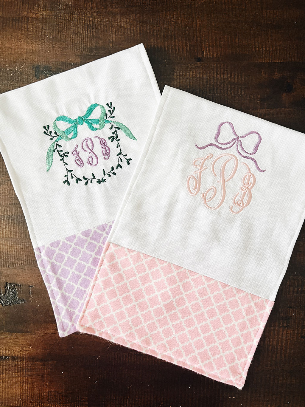 How to make burp cloths from scratch - monogram tutorial